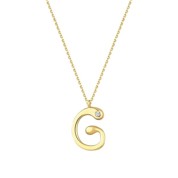 0.02 Karat Pırlanta G Harf Kolye T4728 | Lizay Pırlanta